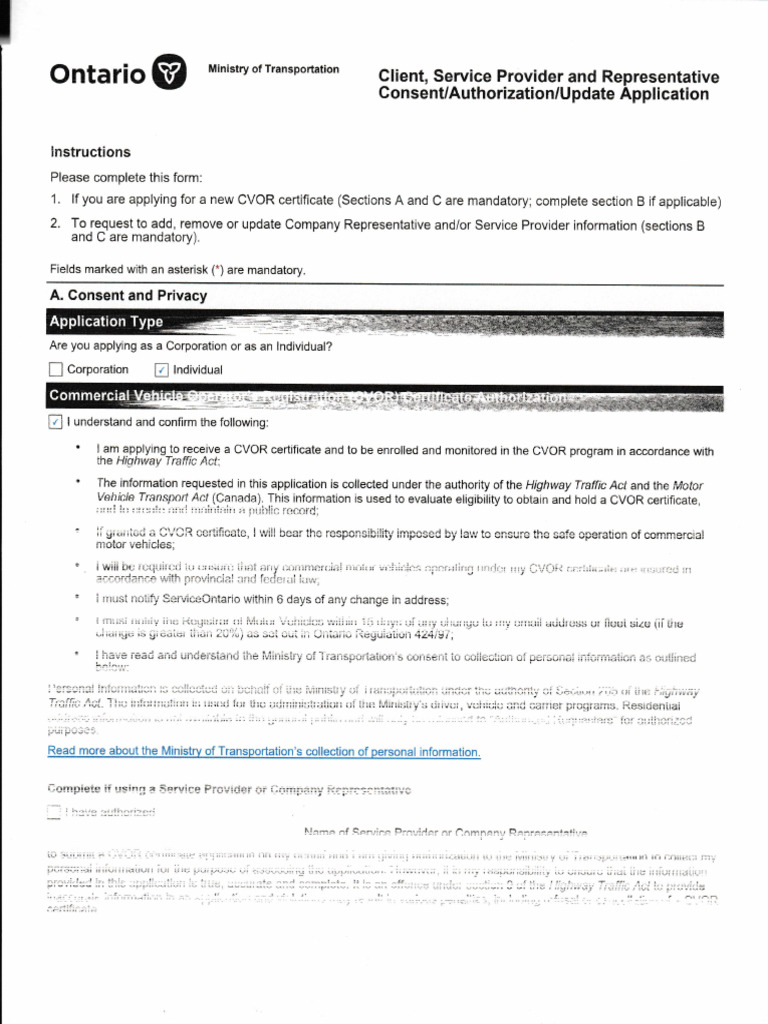 CVOR Application | PDF