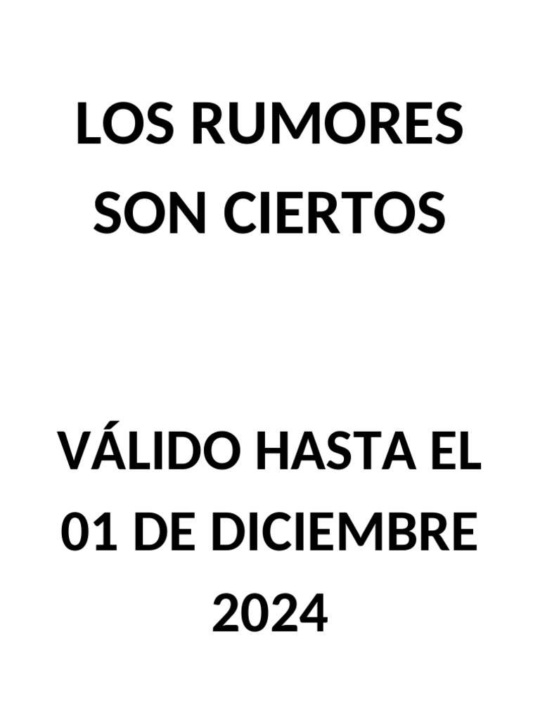 Los Rumores Son Ciertos | PDF