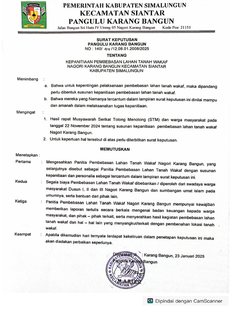 SK Tanah Wakaf Karang Bangun | PDF
