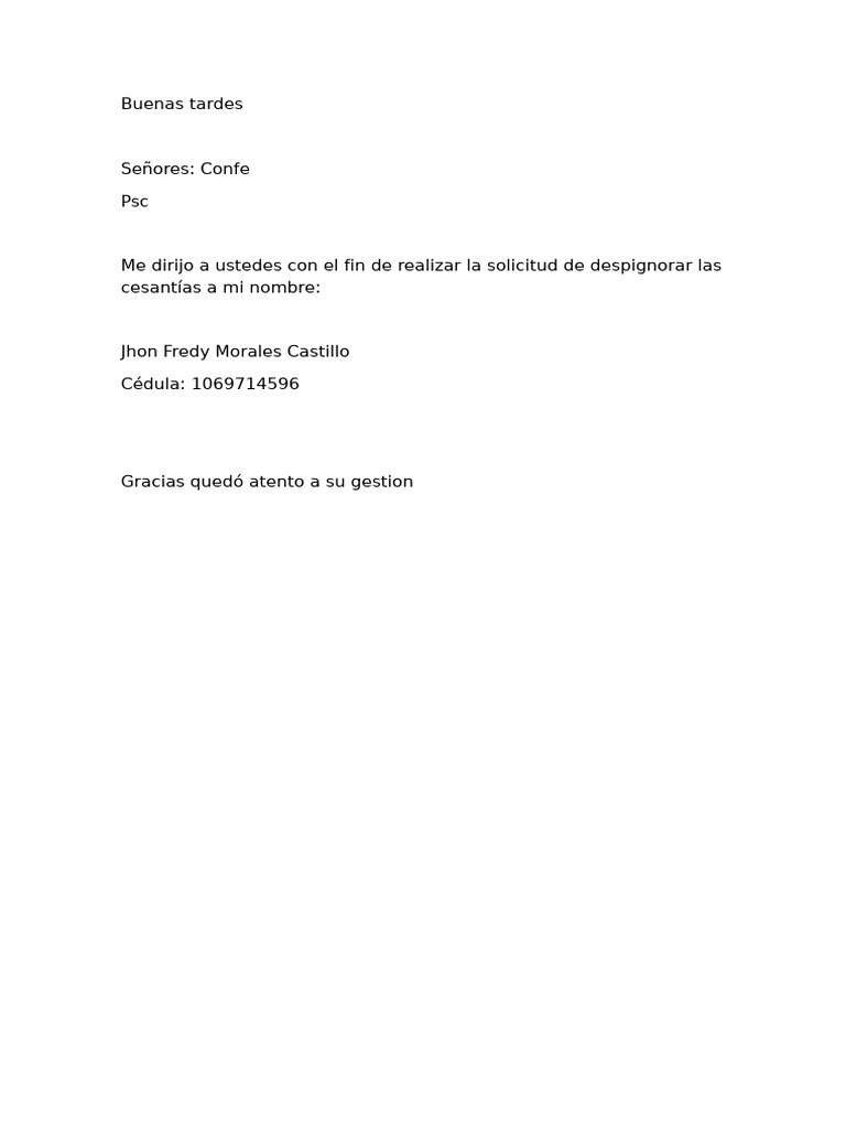 Despignorar Cesantias | PDF