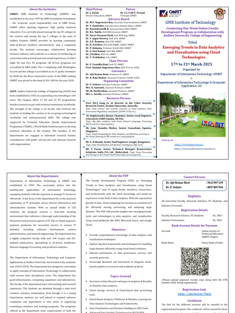 FDP Brochure Etdavct Gmrit It Dept March 2025 | PDF | Cloud Computing | Data