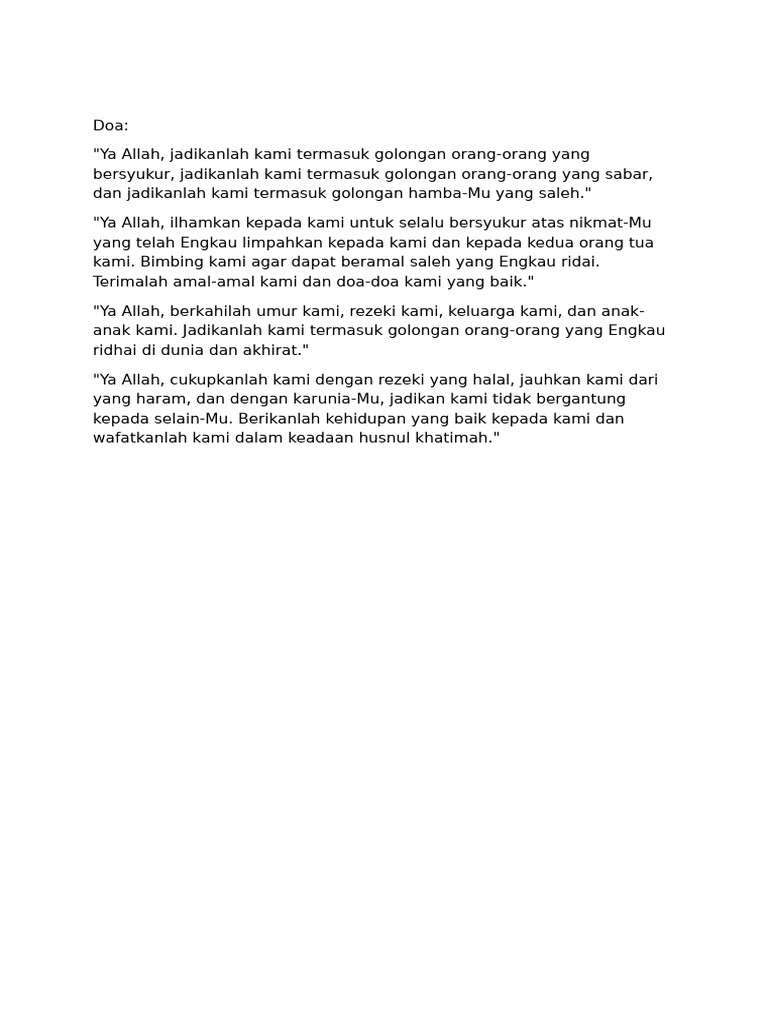 Doa Syukur dan Permohonan kepada Allah | PDF