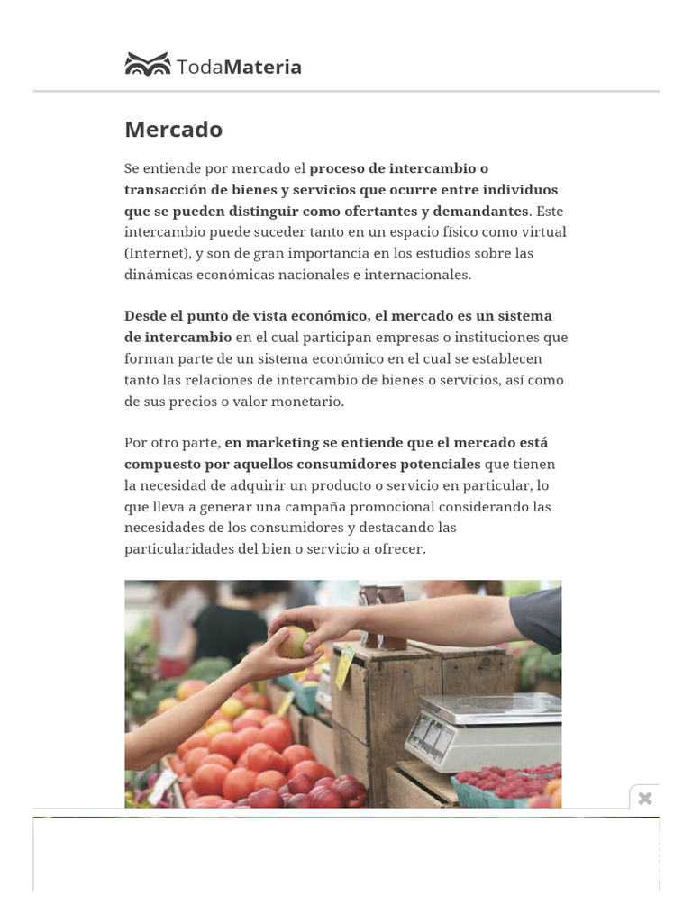 Tipos y Funcionamiento del Mercado | PDF | Mercado (economía) | Precios