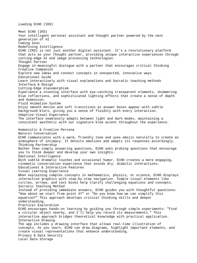 ECHO (IKO) - Redefining Intelligent Personal Assistance | PDF | Augmented Reality | Human ...