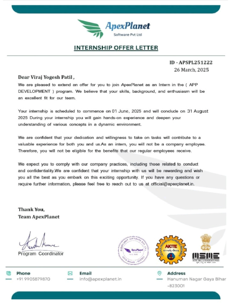 Viraj Intership PDF | PDF