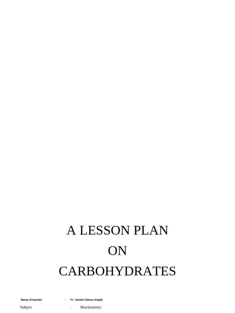 Carbohydrates Lesson Plan for Nursing Students | PDF | Carbohydrates ...