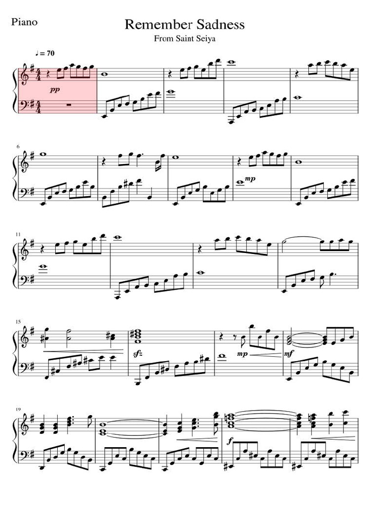 Remember Sadness - Saint Seiya | PDF