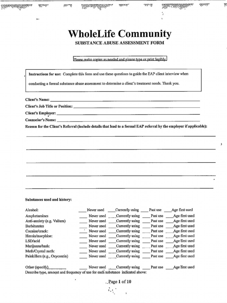 WholeLife Assessment Form | PDF