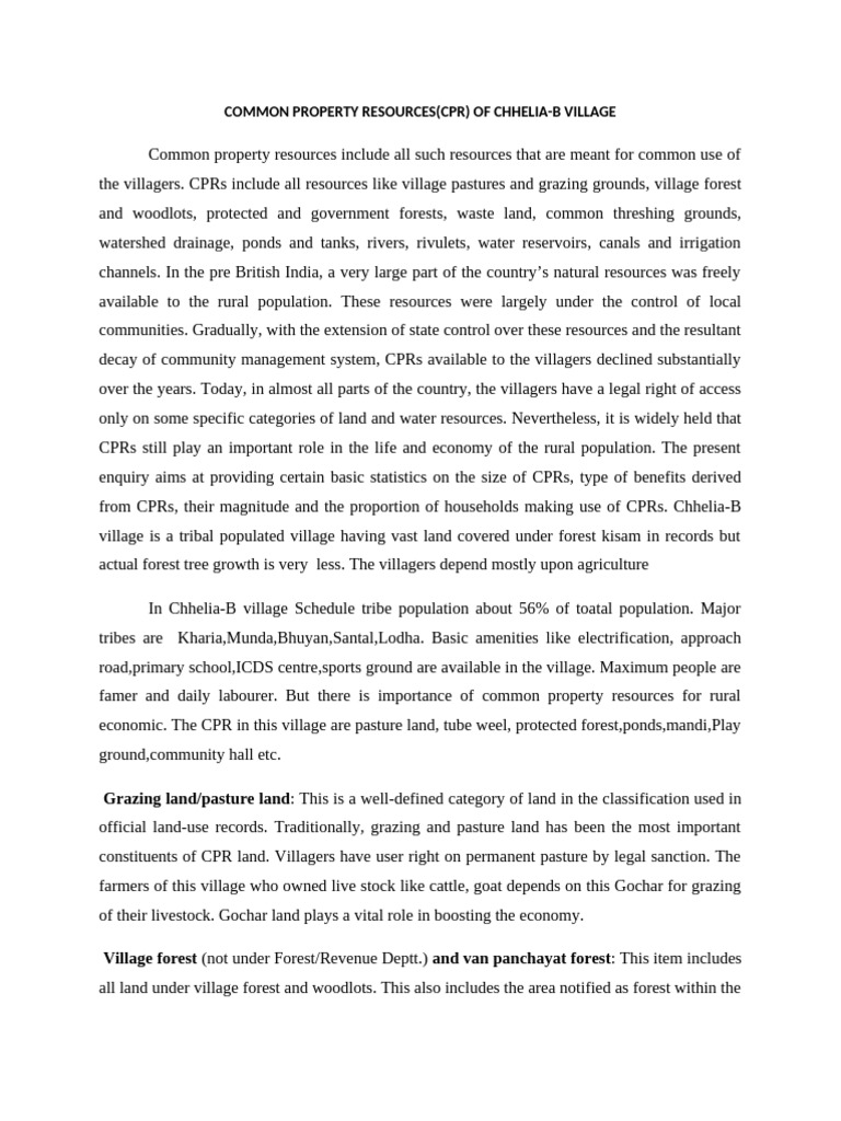 Common Property Resources | PDF | Forests | Agriculture