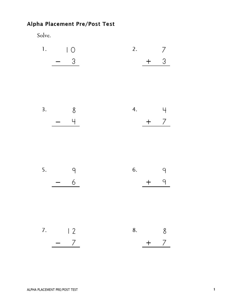 Math Placement Pre/Post Test | PDF | Circle | Length