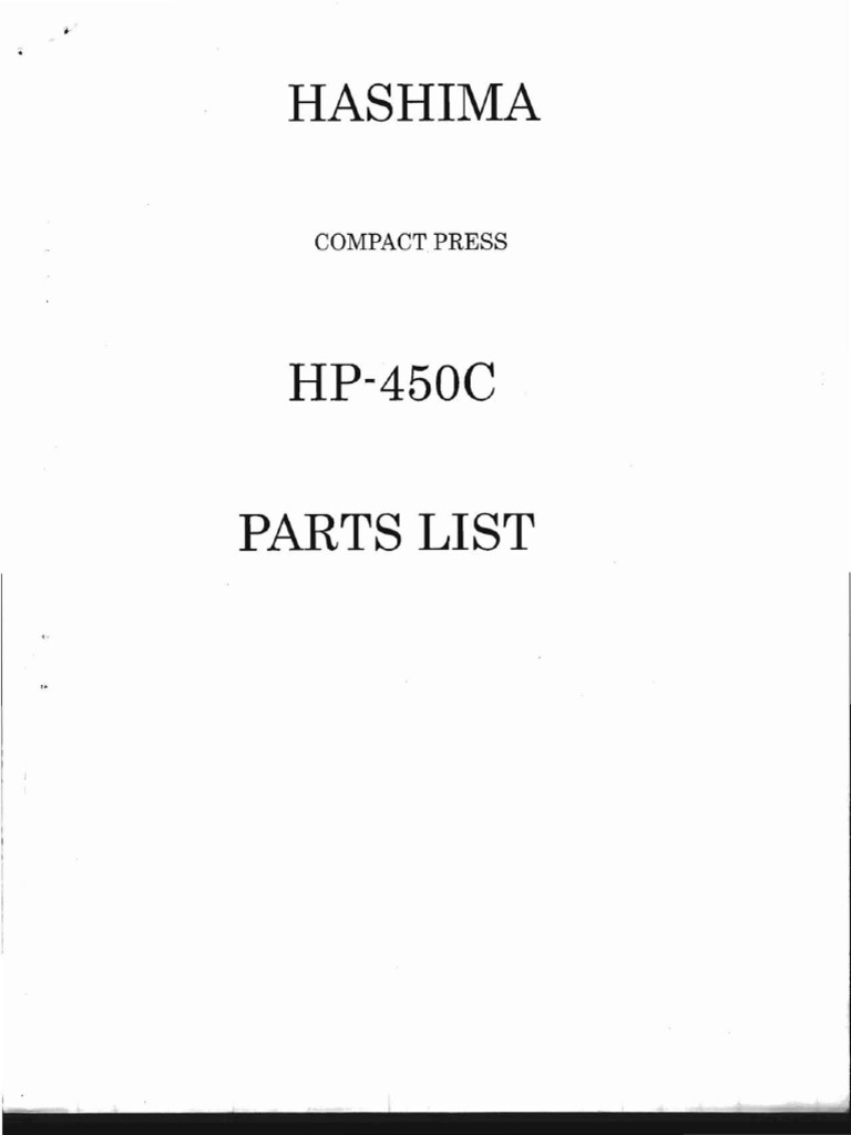 Hashima HP-450C CS Parts List V2 | PDF | Machining | Metalworking