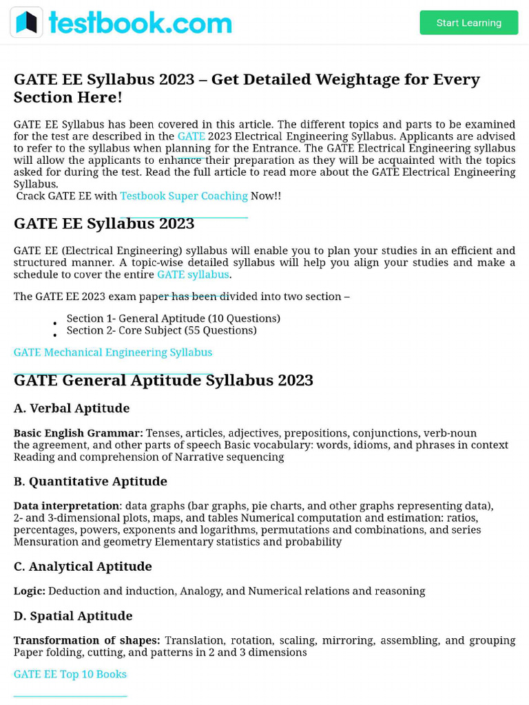 GATE EE Syllabus 2023 - Get Detailed Weightage For Every Section Here ...