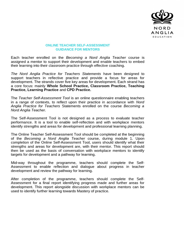 Guidance For Mentors - Self-Assessment | PDF