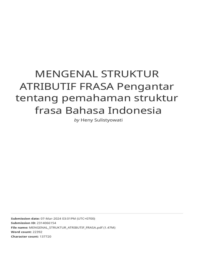 Struktur Attributif Frasa Bahasa Indonesia | PDF