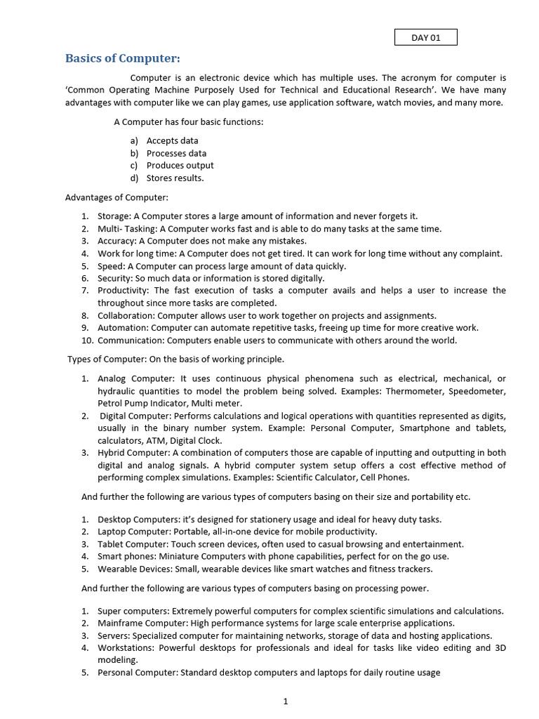 MS Office Notes | PDF | Byte | Computer Data Storage