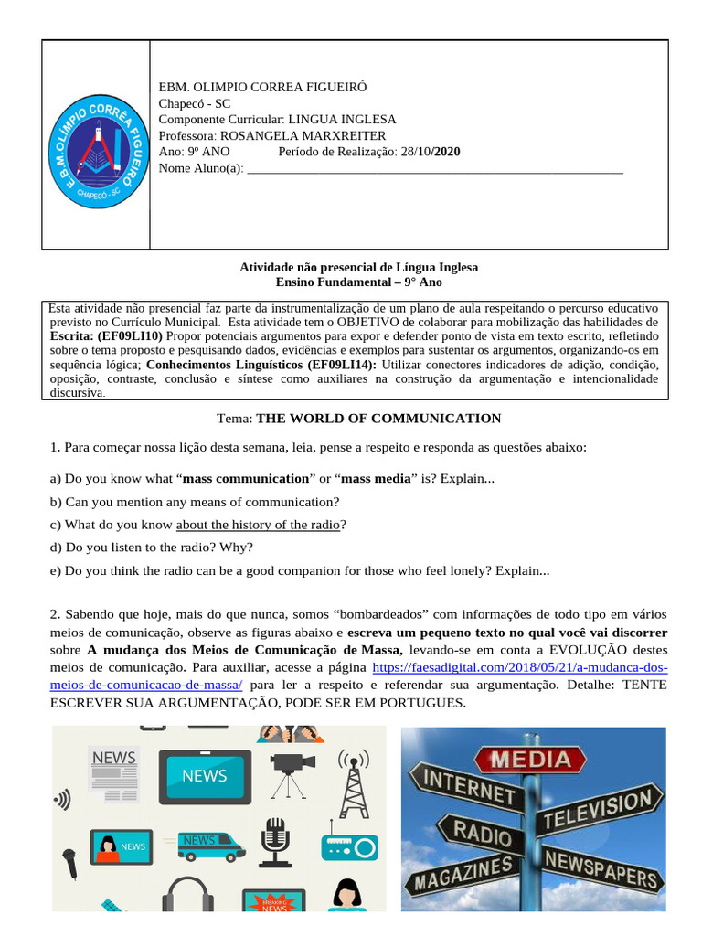Communication Skills Activity for 9th Grade | PDF | Radio | Radio ...