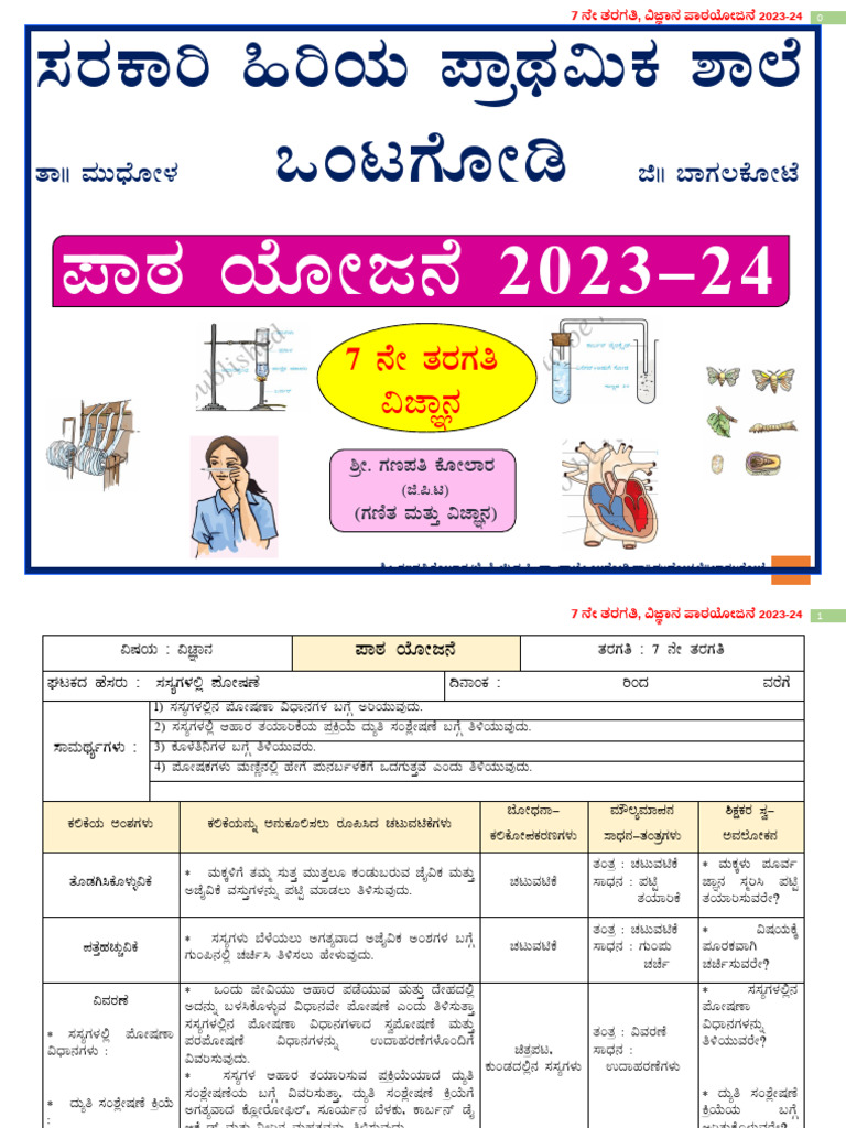 7th Science LP KM 2023 24 | PDF