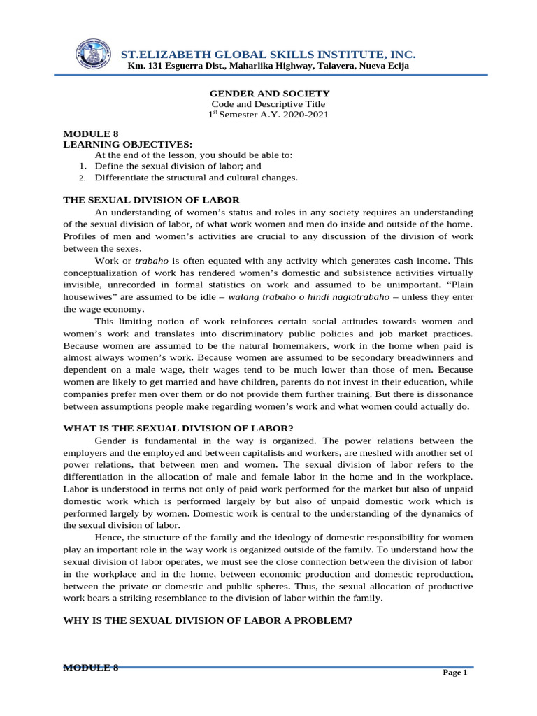 Understanding Sexual Division of Labor | PDF | Labour Economics ...