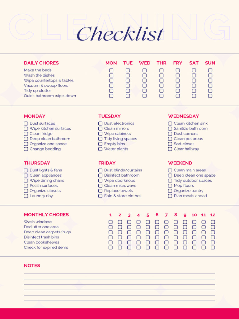 Purple Modern Daily Cleaning Checklist | PDF