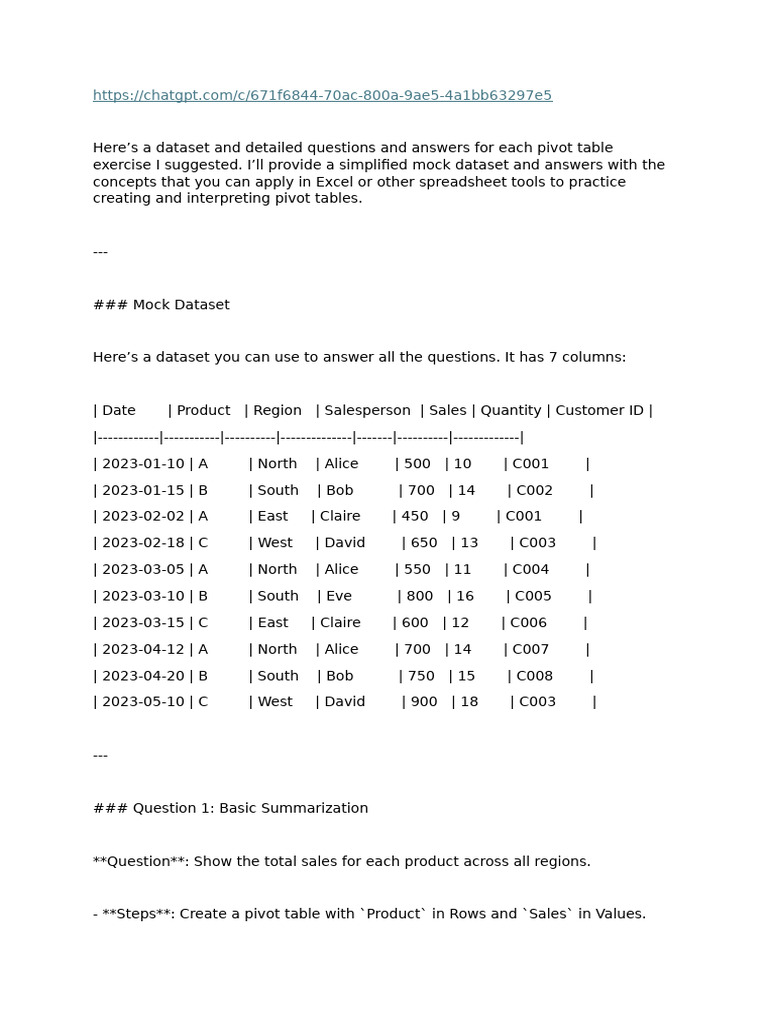 Excel Pivot Table Chatgpt | PDF | Computing | Information Science