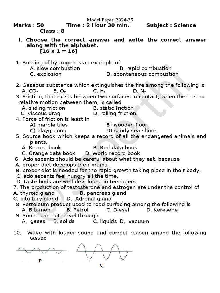 8th STD Science Sa2 Exam Paper Eng Version 2024-25 by Spoorthi | PDF ...