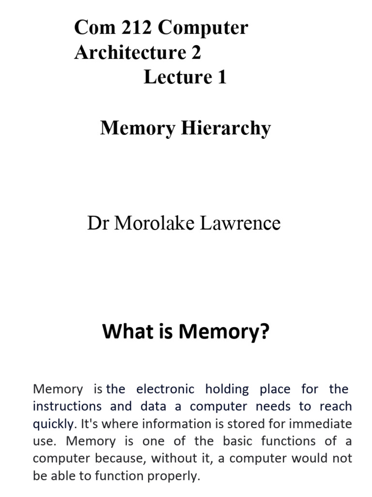 LECTURE 1 - Memory Hierarchy and Locality of Reference | PDF | Computer ...