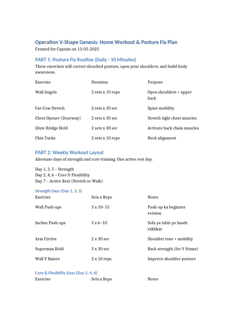 V-Shape Workout Captain | PDF | Physical Exercise | Physical Fitness
