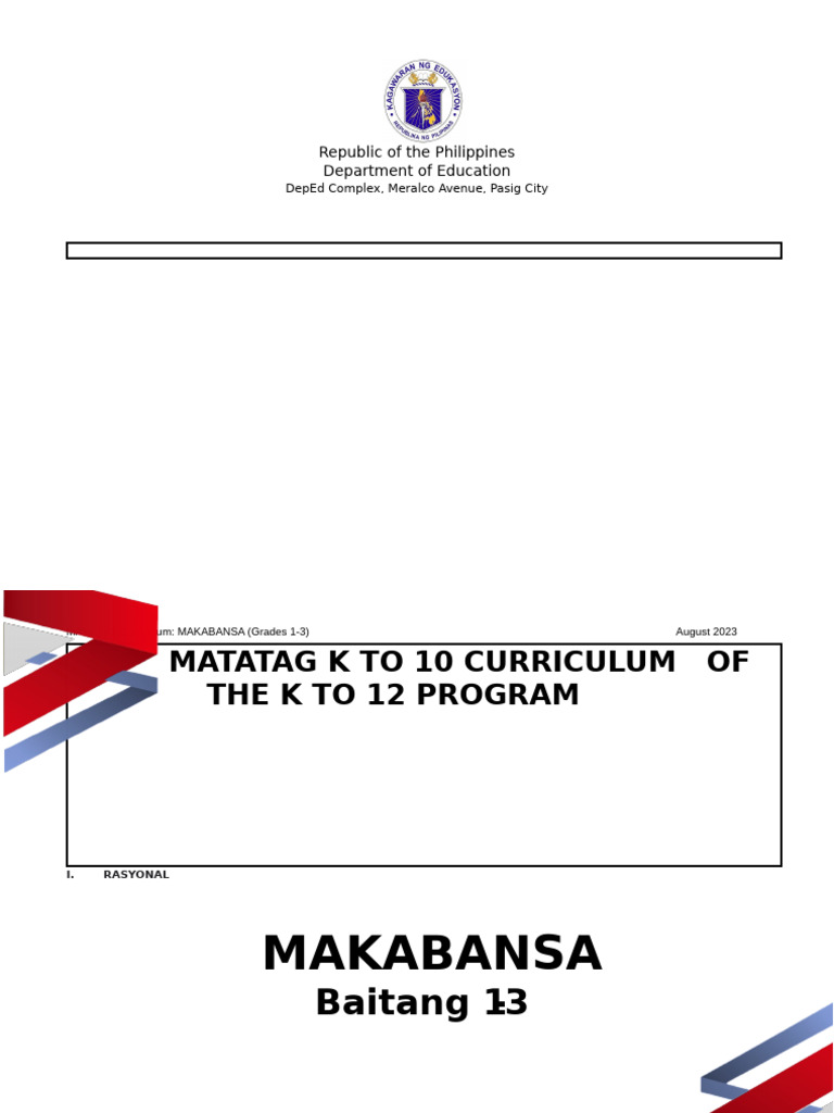 Final Matatag Makabansa CG 2023 Grades 1 3 1 | PDF