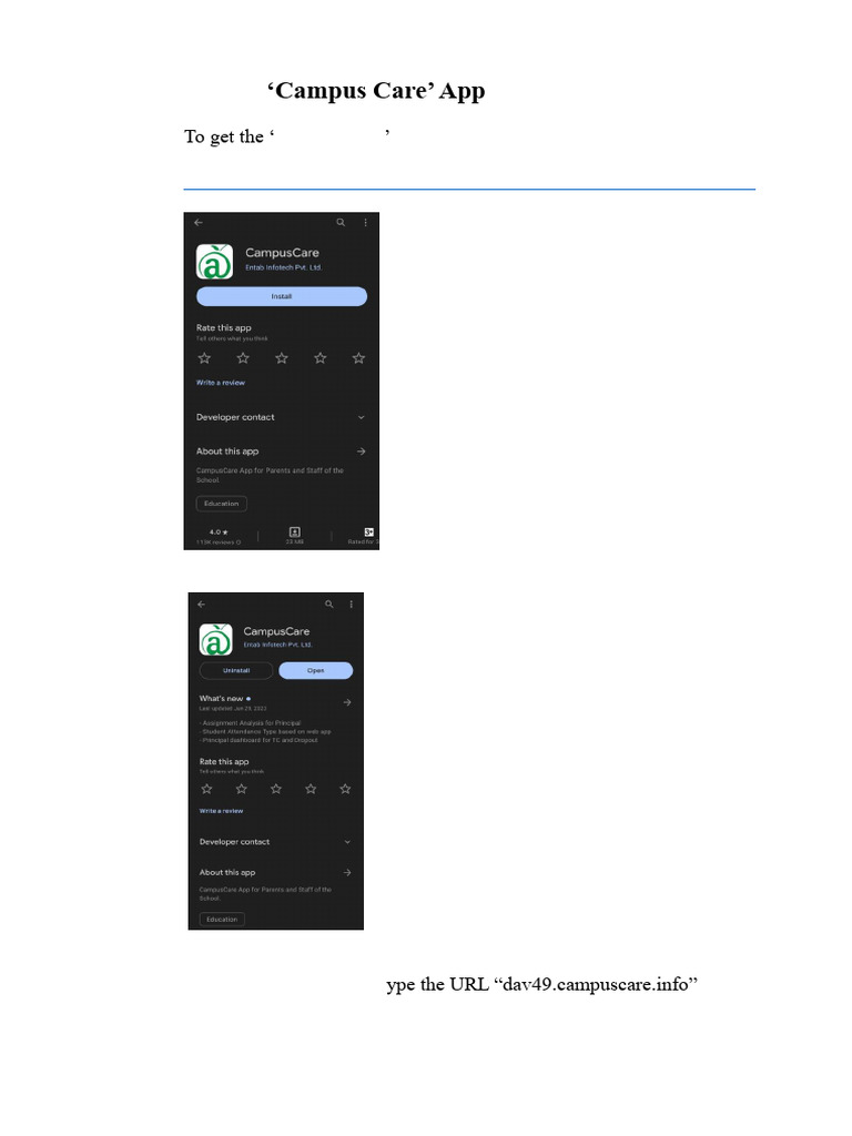 Campus Care App User Manual | PDF