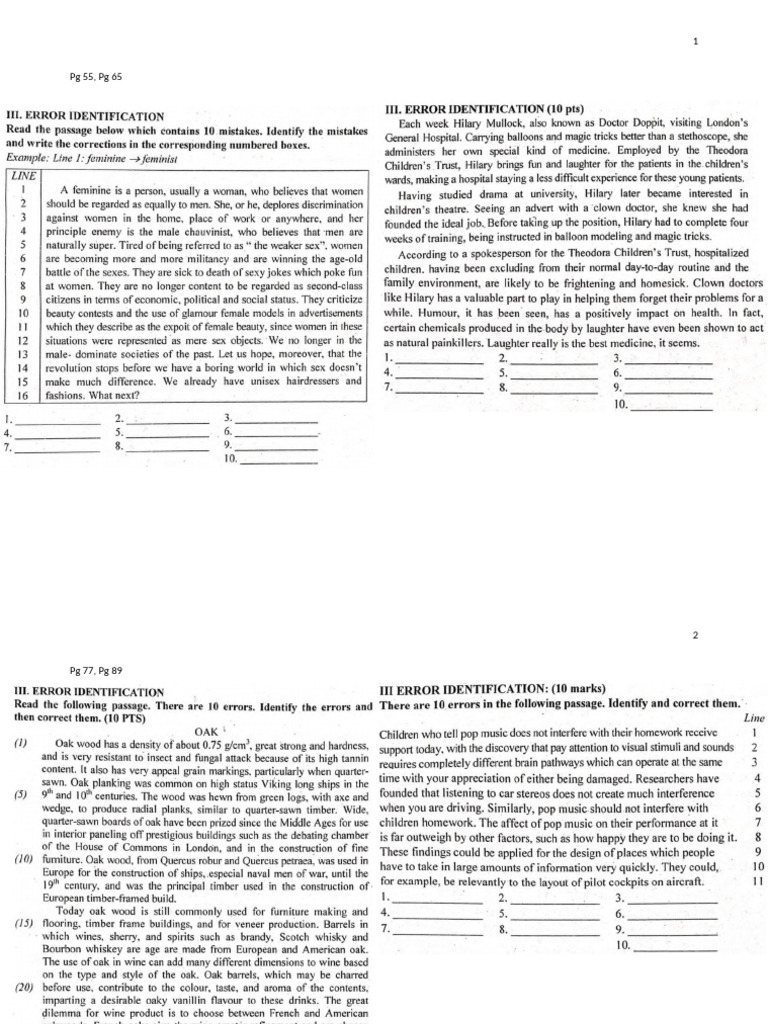 Error IDENTIFY Practice Test | PDF