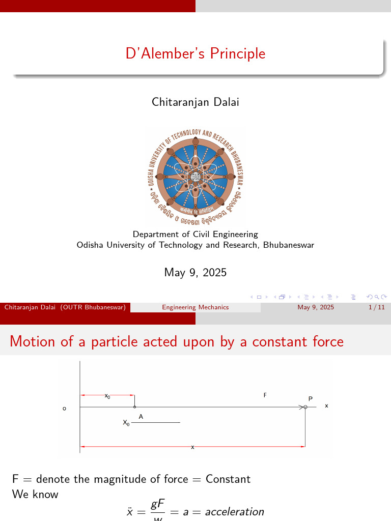 D’Alembert's Principle in Dynamics | PDF | Force | Physical Phenomena