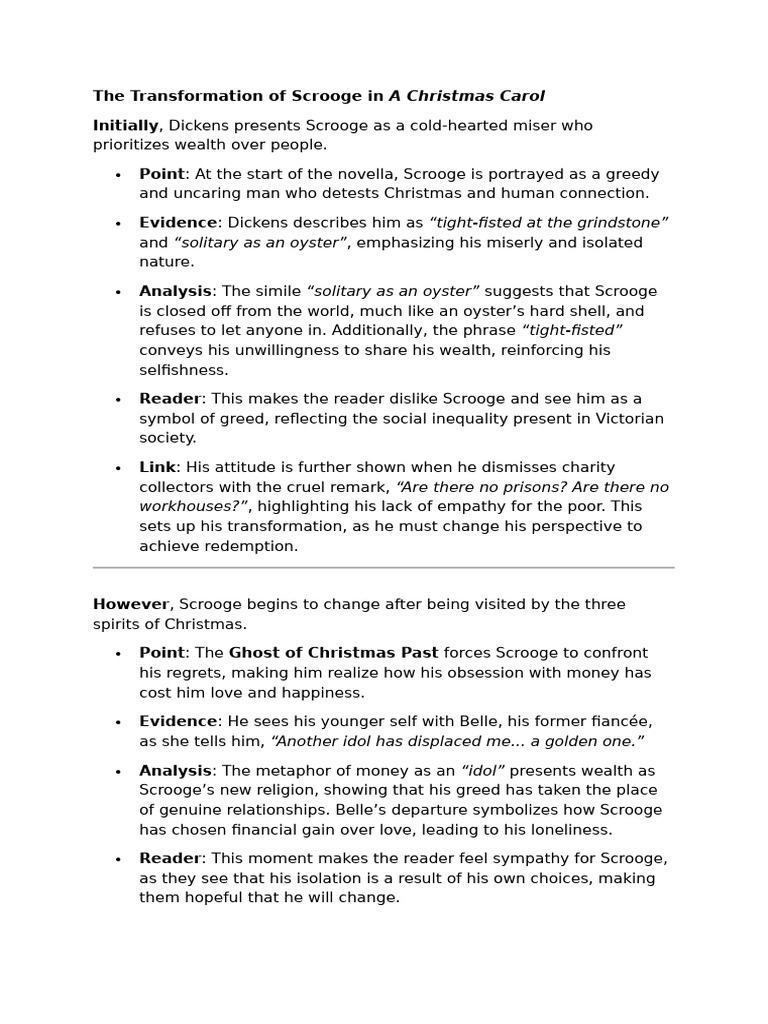 The Transformation of Scrooge in A Christmas Carol | PDF | Ebenezer ...