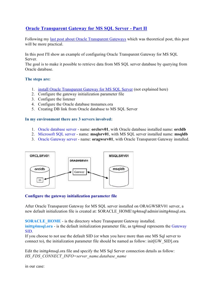 Oracle Transparent Gateway For MS SQL Server | Download Free PDF ...