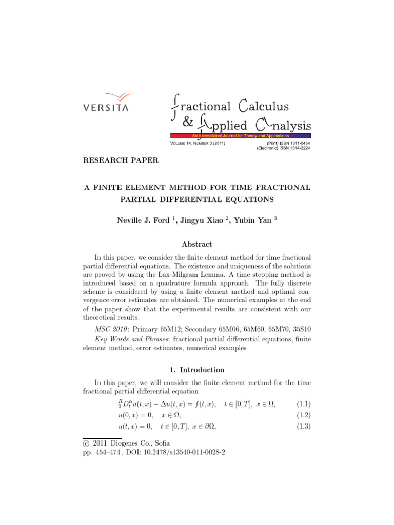 Finite Element Method for Time Fractional PDEs | PDF | Triangle ...