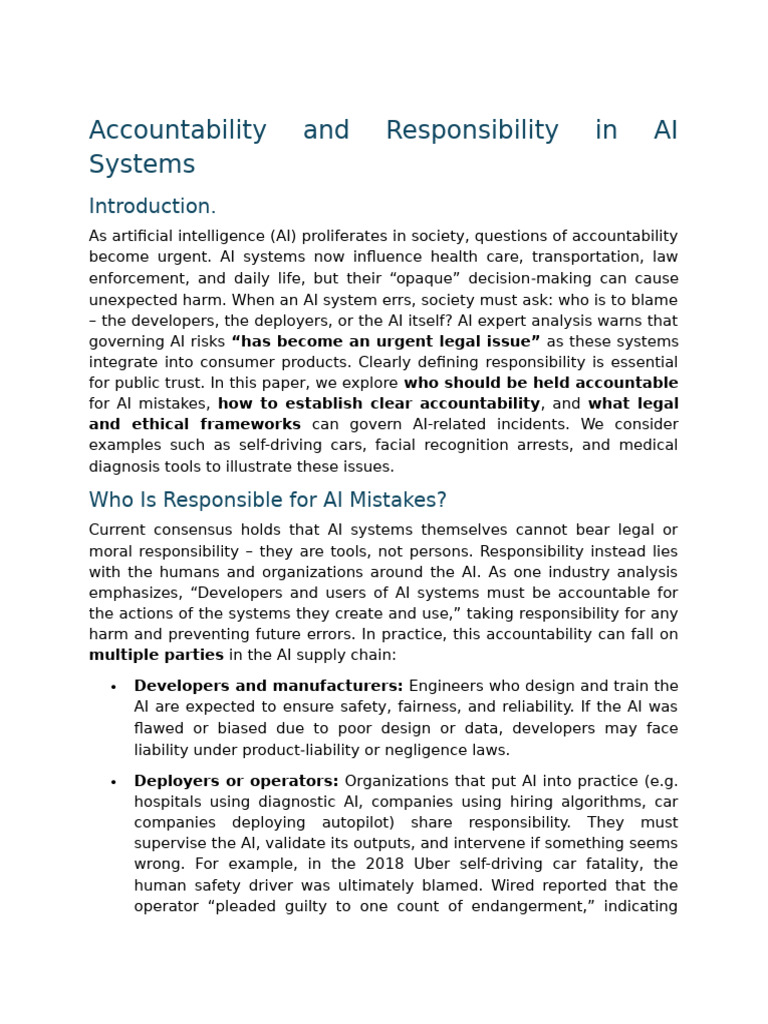 Accountability in AI Systems | PDF | Artificial Intelligence ...