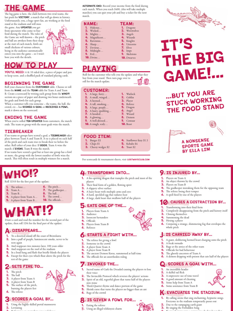The Big Game Pamphlet Less Colours | PDF