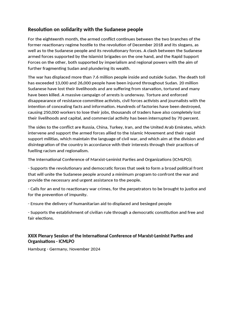Solidarity with Sudanese Revolution | PDF