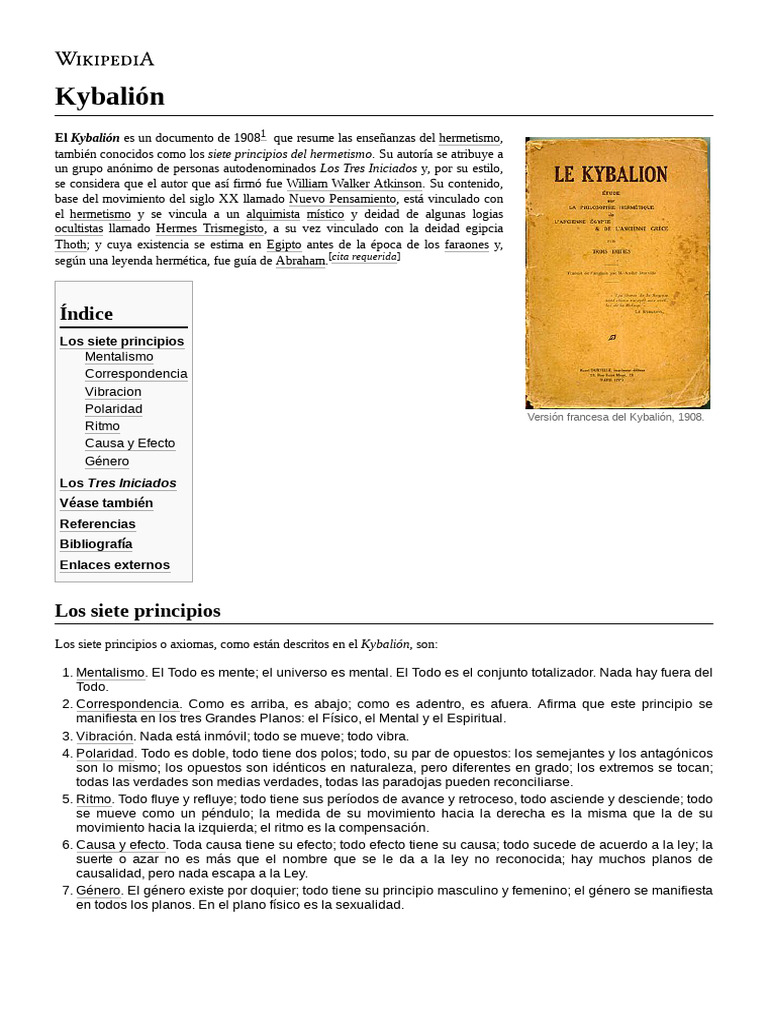 Principios del Kybalión de Atkinson | PDF