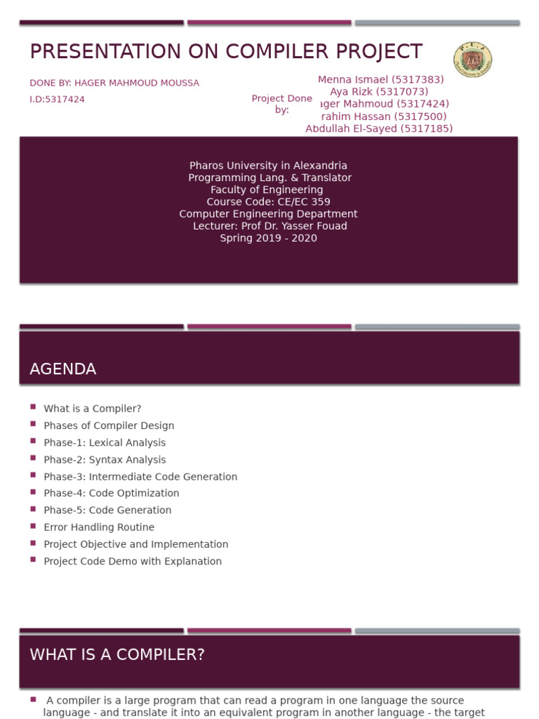 Presentation On Compiler Project | PDF | Parsing | Compiler