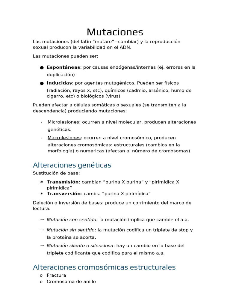 Mutaciones | PDF | Mutación | Genética