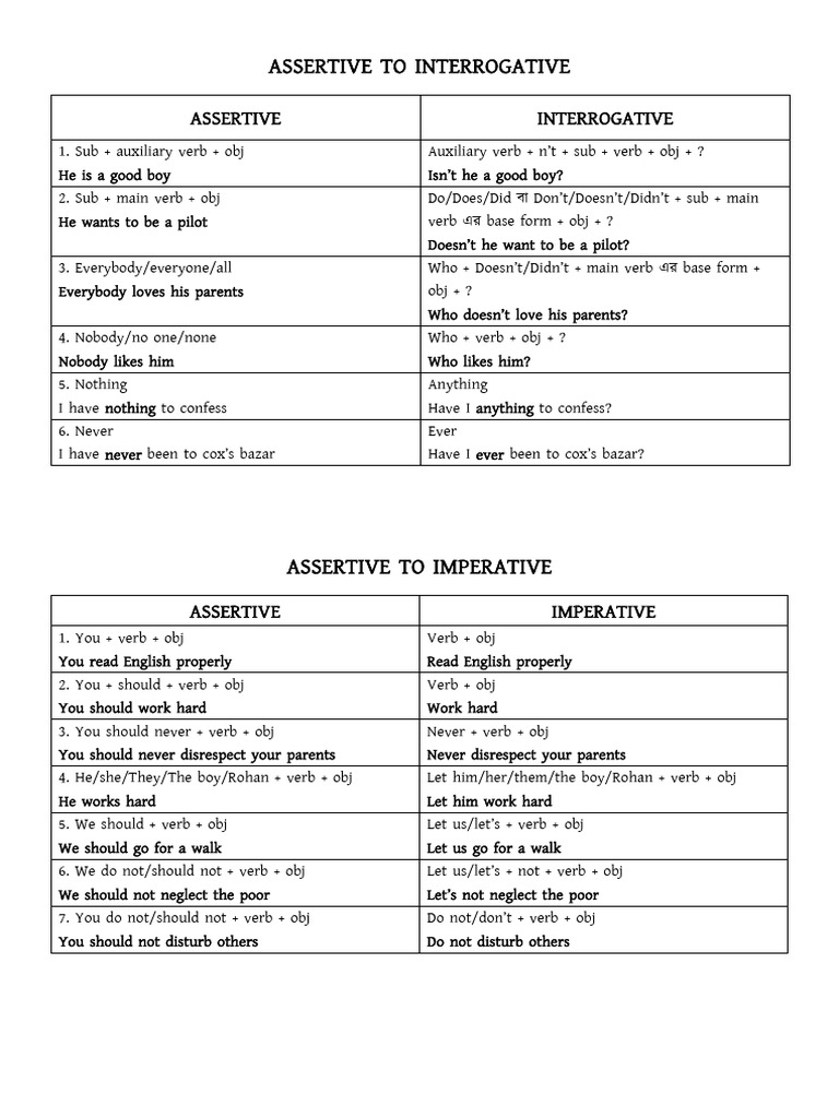 Assertive To Interrogative | PDF