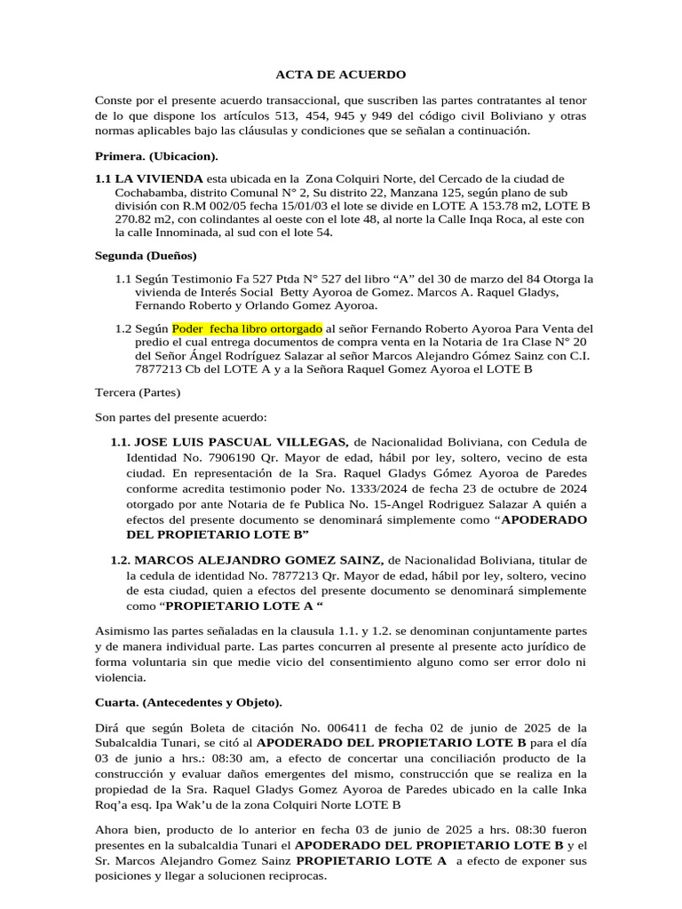Acta de Acuerdo | PDF | Ley común