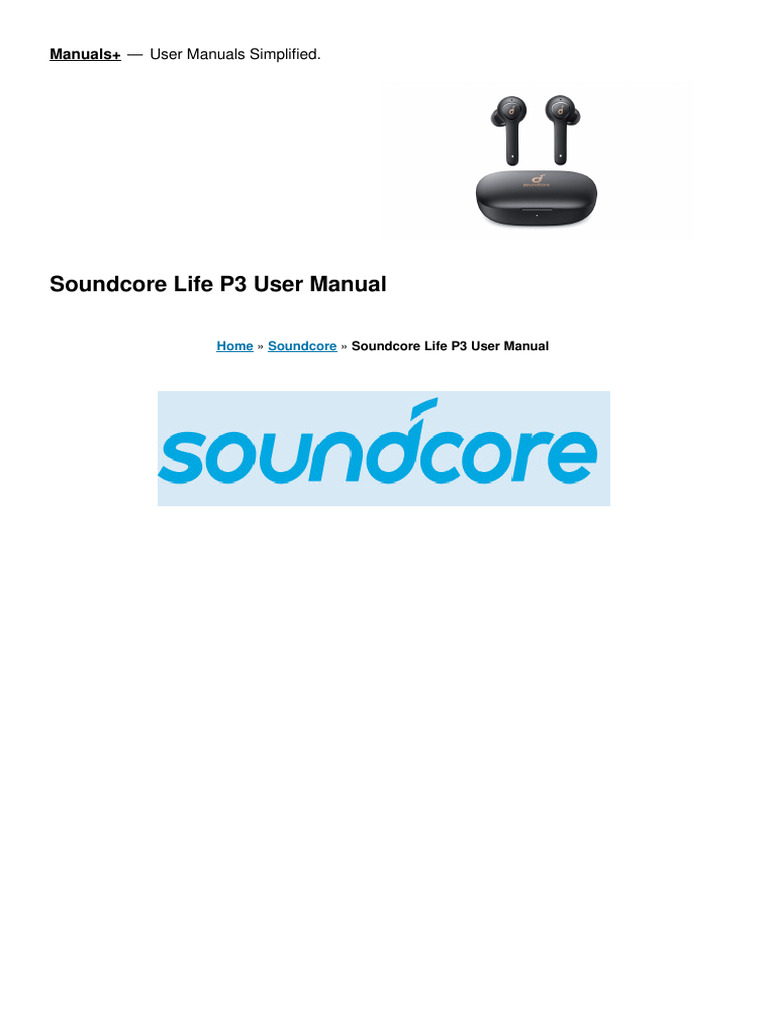 Soundcore Life P3 User Manual | PDF | Headphones | Electronics