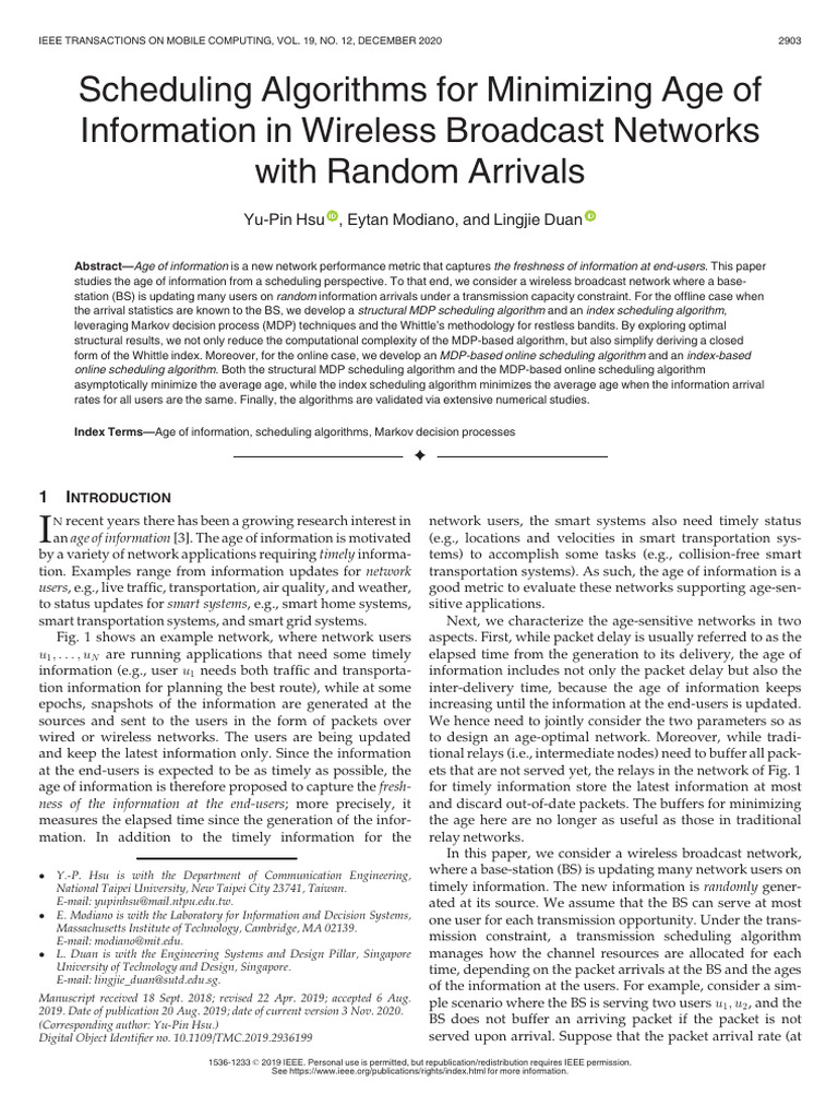 Scheduling Algorithms For Minimizing Age of Information in Wireless Broadcast Networks With ...