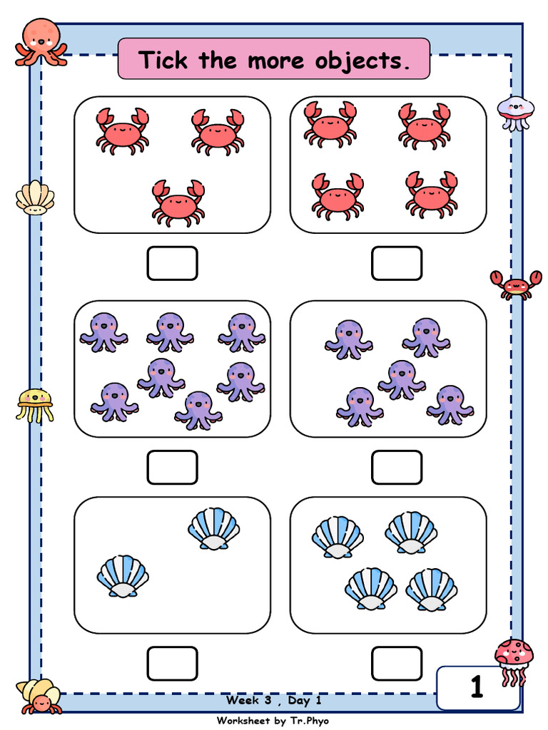 Few and Many Concepts Worksheet | PDF