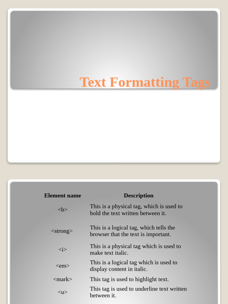 Text Formatting Tags | PDF