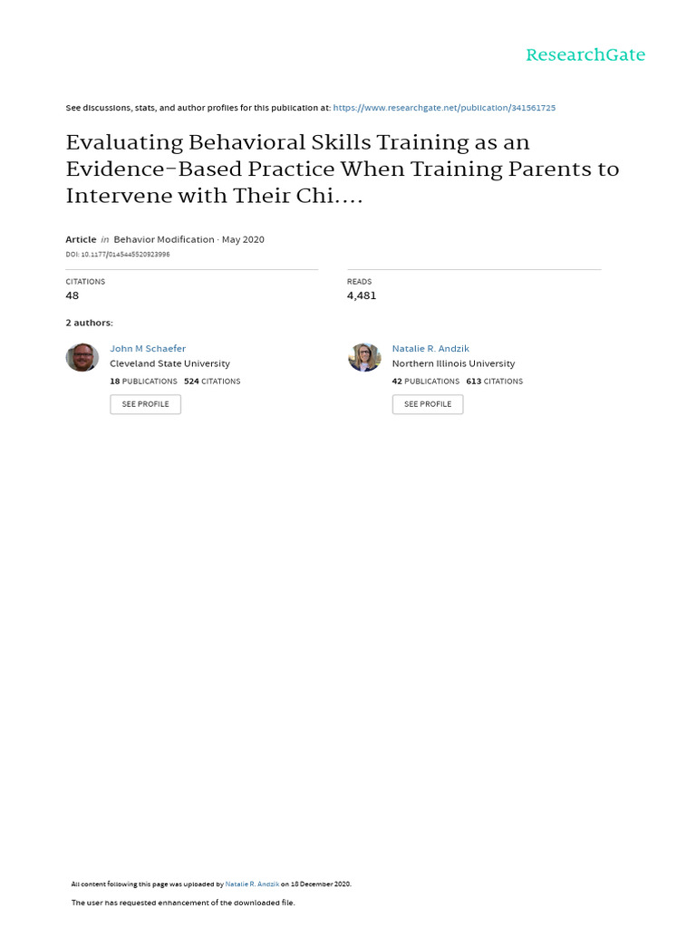 Evaluating Behavioral Skills Training for Parents | PDF | Reinforcement ...