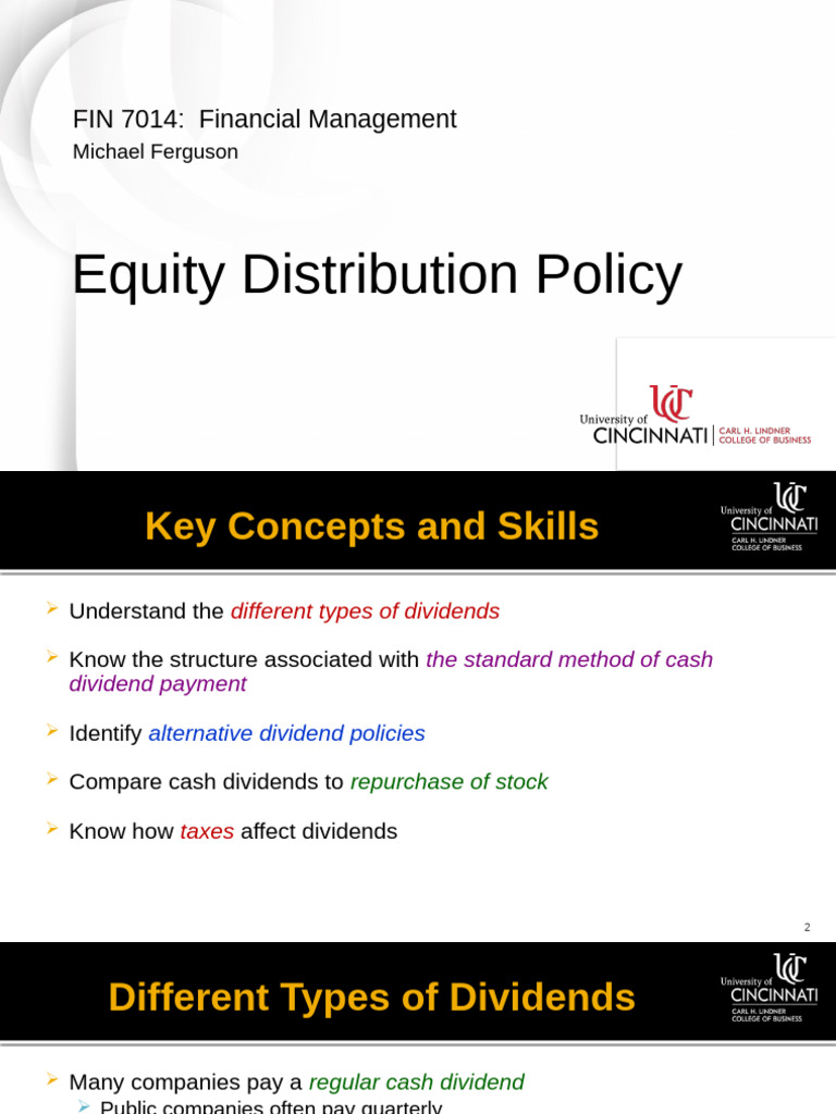 Equity Distribution Policy Overview | PDF | Dividend | Share Repurchase