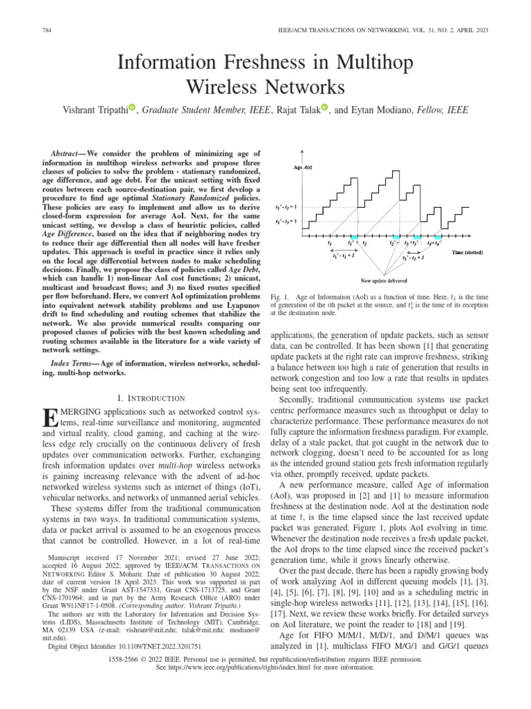 Information Freshness in Multichip Wireless Networks | PDF | Computer ...