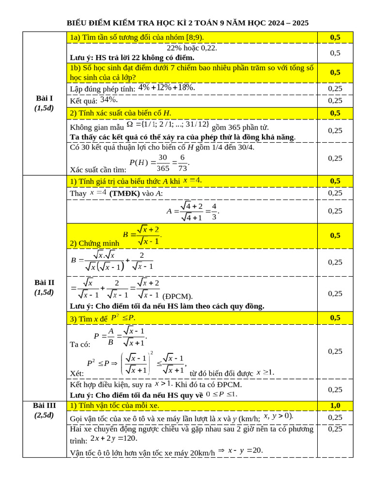 Dap An Toan 9 HK2 | PDF